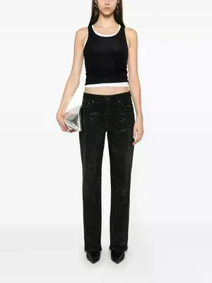 PURPLE BRAND Crystal Embellished Straight Leg Jeans
