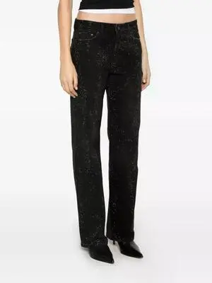 PURPLE BRAND Crystal Embellished Straight Leg Jeans