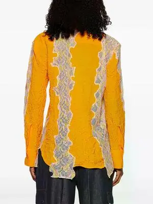 Christopher Esber Crease Effect Lace Embroidered Shirt