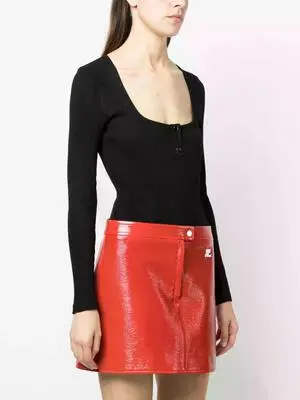 COURREGES Logo-embroidered Long-sleeve Henley Bodysuit