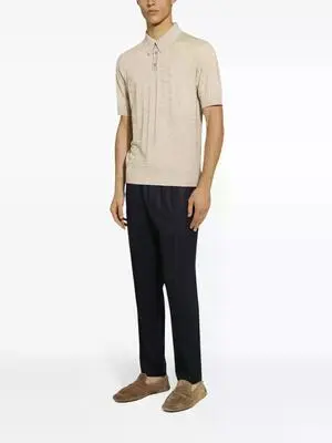 Dolce & Gabbana Monogram-jacquard Silk Polo Shirt