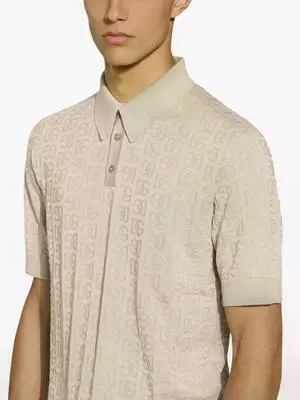 Dolce & Gabbana Monogram-jacquard Silk Polo Shirt