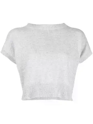 TEDDY CASHMERE Genova Sleeveless Cropped Cashmere Jumper - Grey