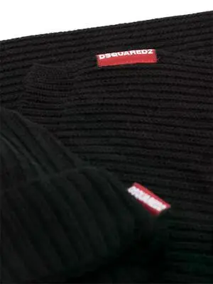 Dsquared2 Knitted Beanie Hat And Scarf Set - Black