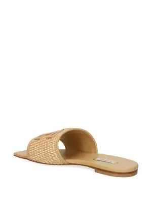 Casadei Portofino Woven Raffia Slides