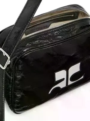 COURREGES Re-edition Naplack Leather Mini Bag - Black