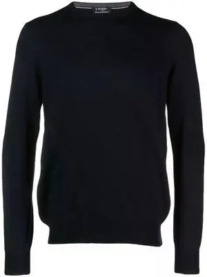 BARBA NAPOLI Crewneck Wool Jumper - Blue
