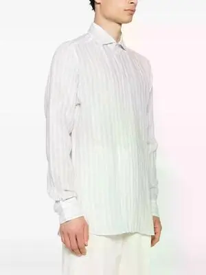 DELL'OGLIO Striped Linen Shirt - Neutrals
