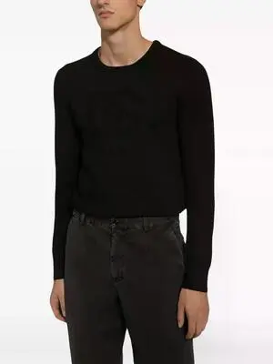 Dolce & Gabbana Fine Knit Crew Neck Sweater - Black