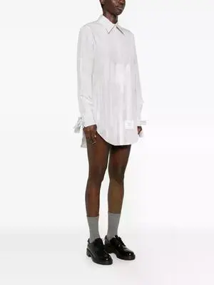 Thom Browne Striped Silk-cotton Blend Shirt Dress With Tie Cuffs