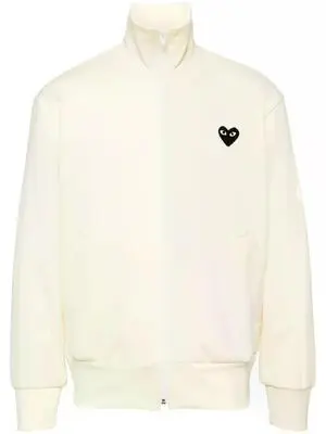 Play Comme Des Garcon Heart-Print Jersey Track Jacket Neutrals