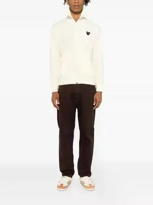 Play Comme Des Garcon Heart-print Jersey Track Jacket - Neutrals