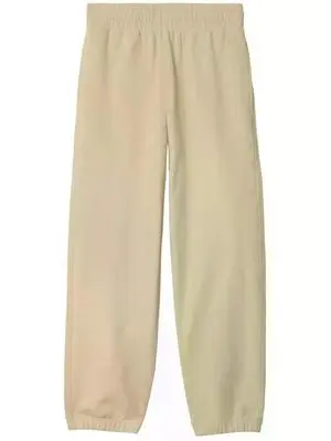 Burberry Check Label Cotton Track Pants - Neutrals
