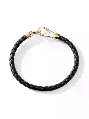 John Hardy 14kt Yellow Gold And Braided Leather Bracelet