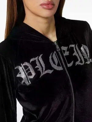 Philipp Plein Logo Embellished Zip-up Hoodie - Black