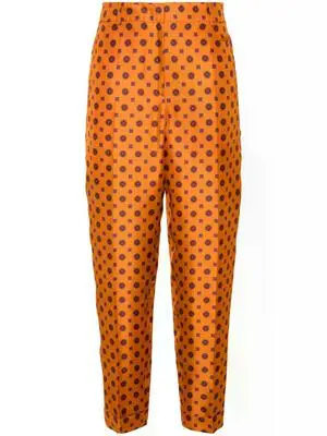 Alberto Biani Geometric Print Tapered Trousers - Orange