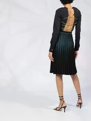 Off-White Glitter Stripe Pleated Skirt