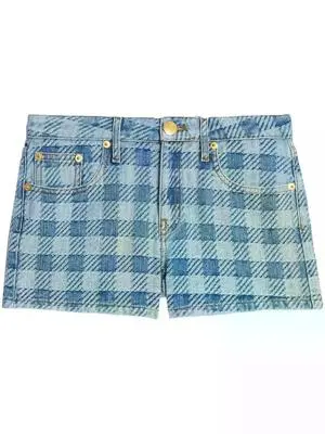 AMI Paris Mini Checkered Denim Shorts