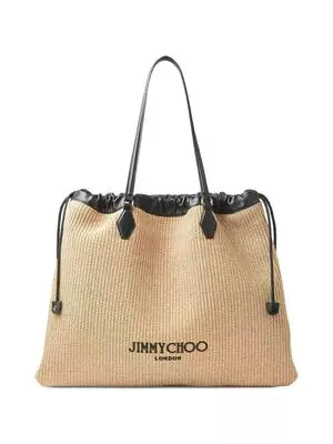 JIMMY CHOO Raffia Drawstring Tote - Neutrals