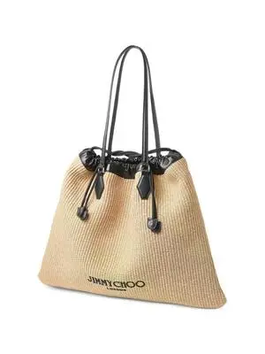 JIMMY CHOO Raffia Drawstring Tote