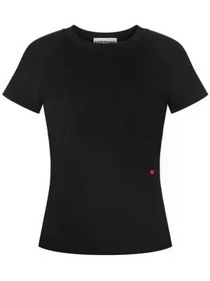 Moschino Heart Embroidered Cotton T-shirt - Black