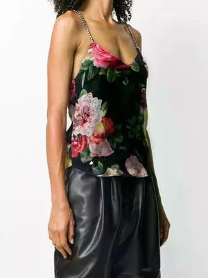 Philipp Plein Floral Print Silk Vest Top