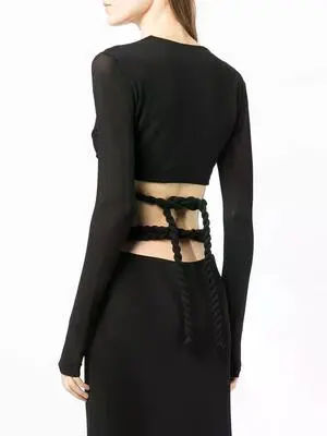 DION LEE Jersey Knit Rope Detail Plunge Top