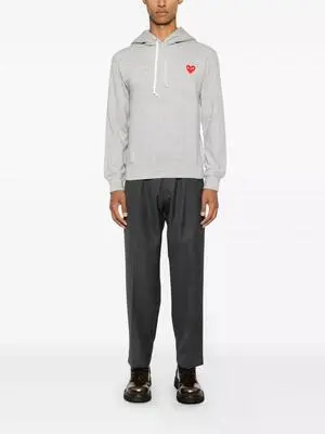 Play Comme Des Garcon Heart Patch Hoodie - Grey