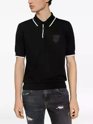 Dolce & Gabbana Logo-embroidered Cotton Polo Shirt - Black