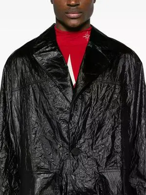 Eckhaus Latta Crinkled Single-breasted Trench Coat