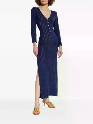 Melissa Odabash Navy Maxi Dress With V-neck And Button Fastening