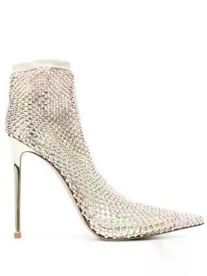 LE SILLA Gilda 120mm Crystal-embellished Stiletto Boots - Neutrals
