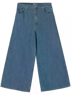 Gauchère Mid-rise Wide-leg Trousers - Blue