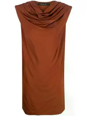 Federica Tosi Sleeveless Ruched Detail Mini Dress - Orange
