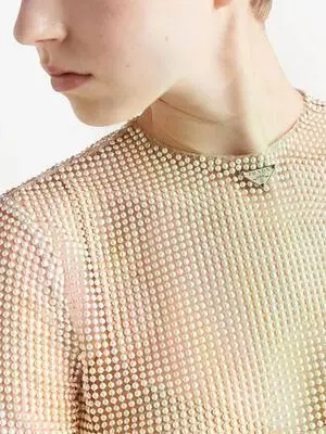 Prada Pearl-embellished Mesh Top
