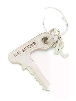 Raf Simons Tone Engraved Logo Key Charm Drop Earring