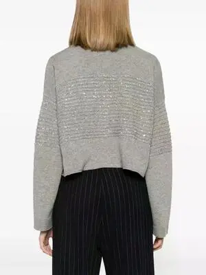 TWINSET Sequined Stripe Roll Neck Jumper