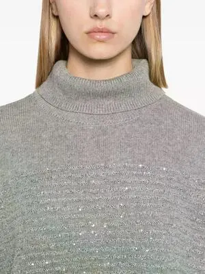 TWINSET Sequined Stripe Roll Neck Jumper