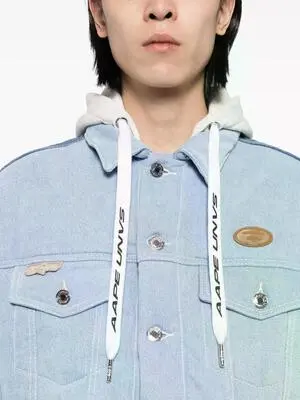 AAPE BY *A BATHING APE Embroidered Denim Jacket With Drawstring Hood