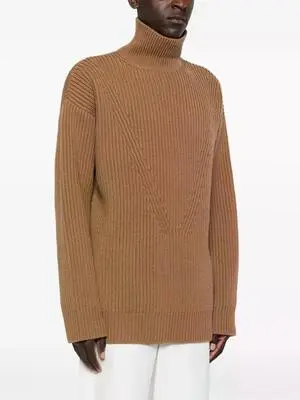 JIL SANDER Roll Neck Wool Jumper - Brown