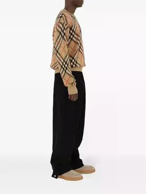 Burberry Check Knit Long Sleeve Sweatshirt