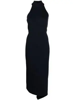 Fendi Funnel-neck Sleeveless Ribbed-knit Dress - Blue