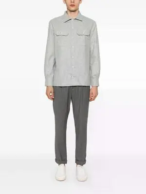 Brunello Cucinelli Mélange-effect Wool Shirt - Grey