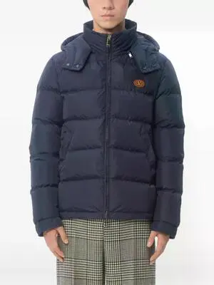 Valentino Garavani Logo-patch Hooded Down Jacket - Blue
