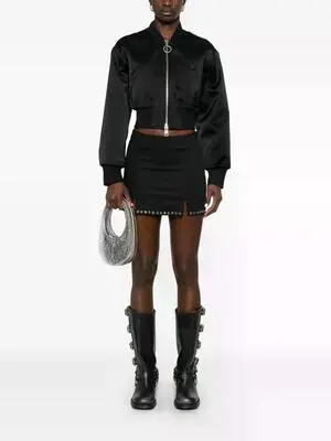 LUDOVIC DE SAINT SERNIN Lisette Mini Skirt With Eyelet Trim - Black