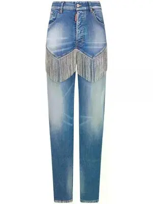 Dsquared2 Slim-cut Rhinestone Fringe Jeans - Blue