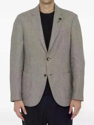 LARDINI Houndstooth-pattern Blazer - Neutrals