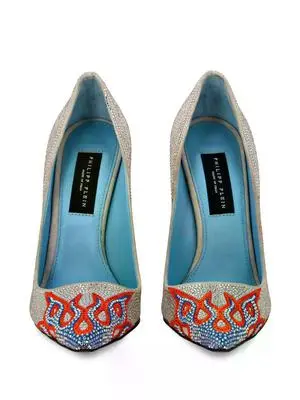 Philipp Plein 120mm Rhinestone-embellished Suede Pumps