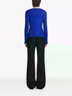 Proenza Schouler Ribbed Mock Neck Sweatshirt With Ruffle Cuffs