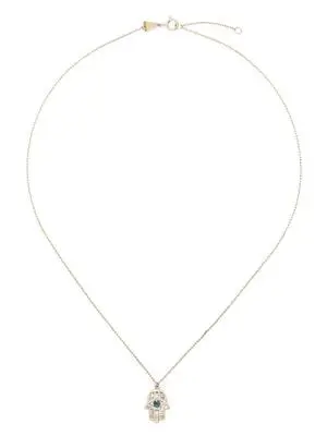 Adina Reyter 14kt Yellow Hamsa Pendant Diamond Necklace - Gold
